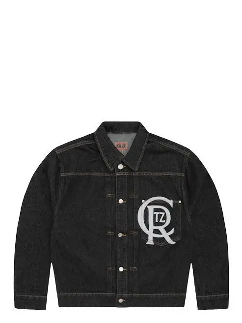 CORTEIZ Crest Chainstitch Denim Jacket - Washed Black