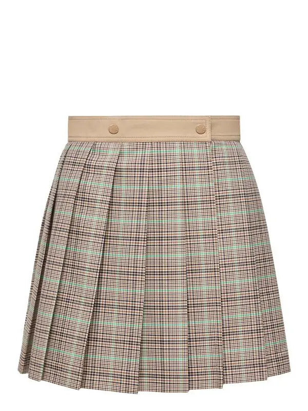 Moncler Checked Pleated Mini Skirt - Brown