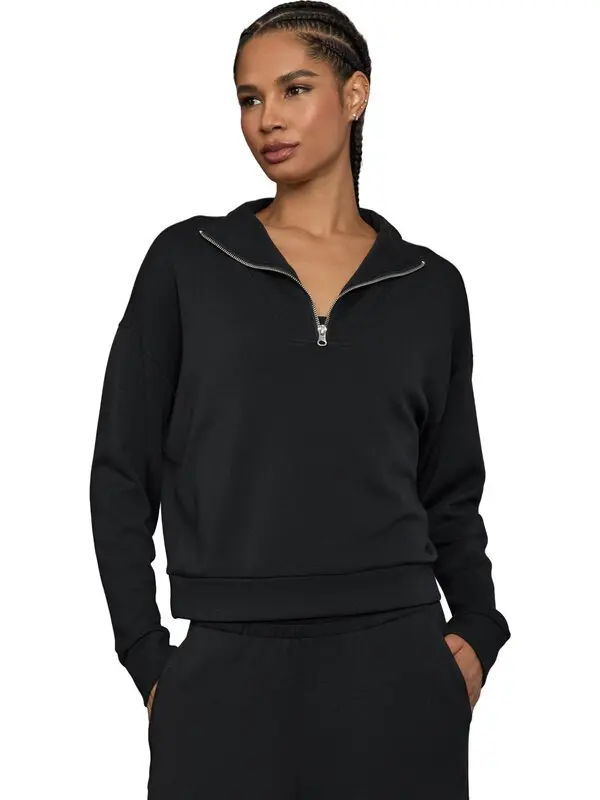 Carbon38 Interlock Half Zip Pullover - Black