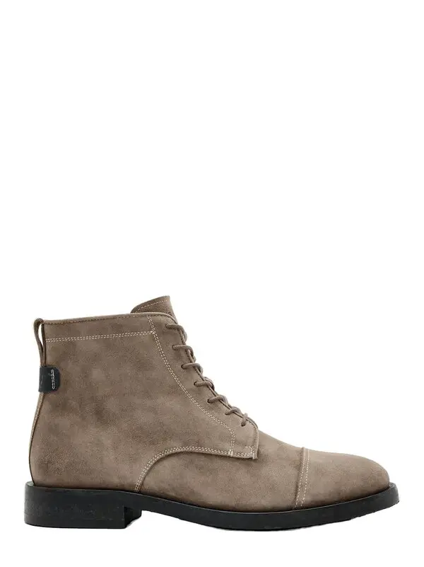 ALLSAINTS Bloom Lace Up Leather Boots - Grey