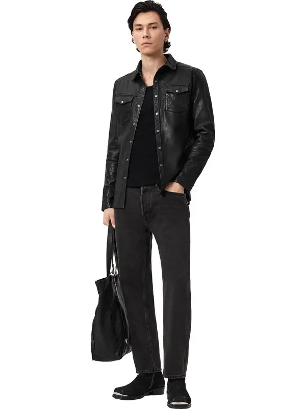 ALLSAINTS Irwin Leather Shirt - Black
