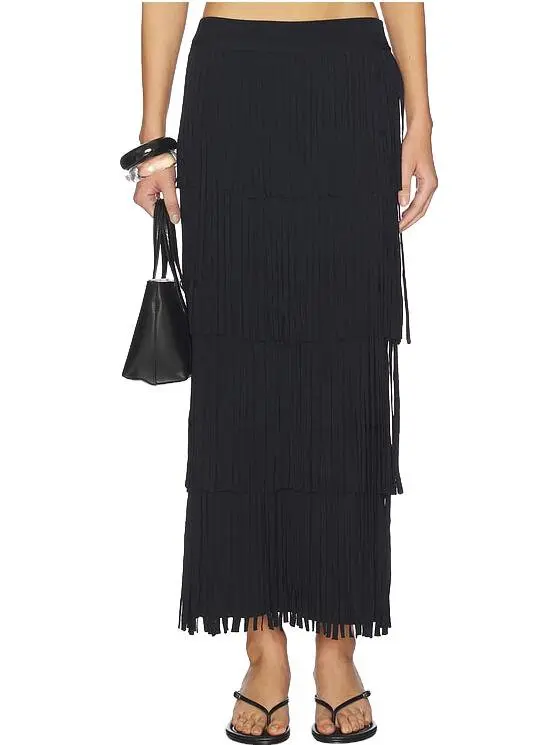 SIMONMILLER Za Za Knit Fringe Skirt - Black