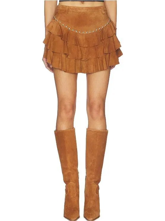 UNDERSTATED LEATHER Frill Mini Skirt - Brown