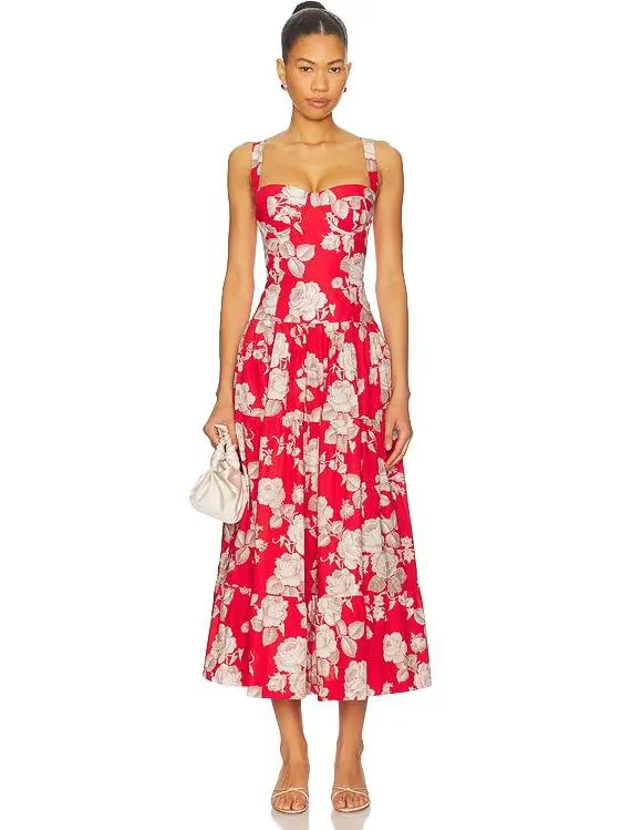 Cara Cara Santiago Midi Dress - Rosebud Red