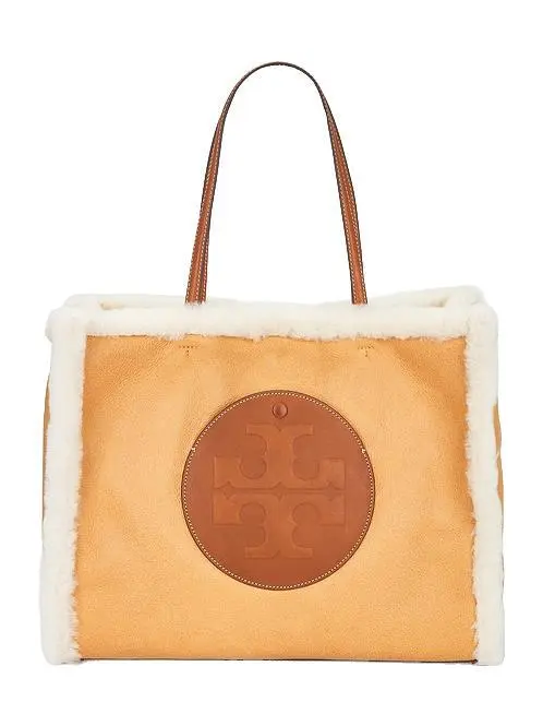 Tory Burch Ella Shearling Tote - Light Natural & Brown