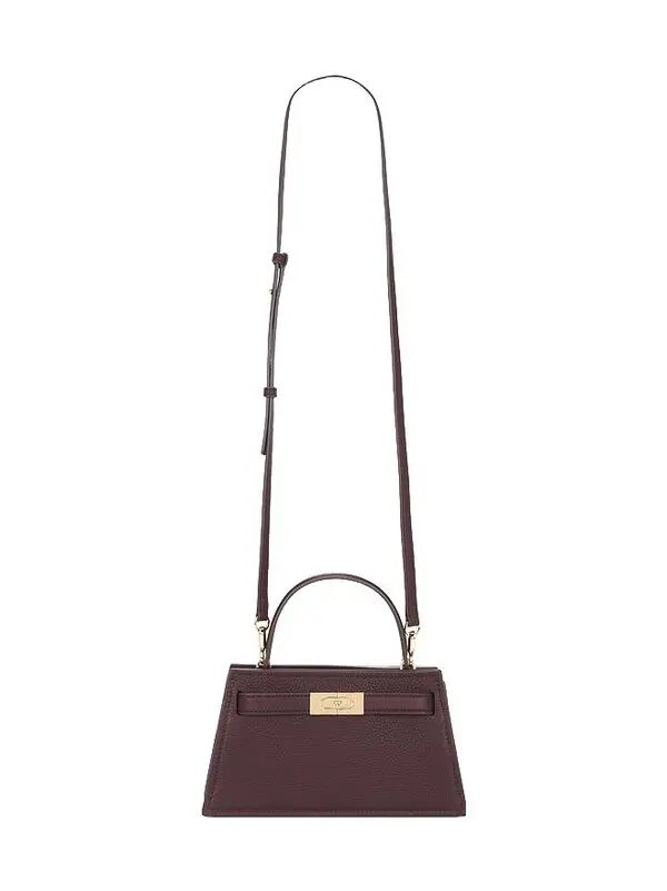 Tory Burch Lee Radziwill Pebble Mini Top Handle Bag - Dark Carmine