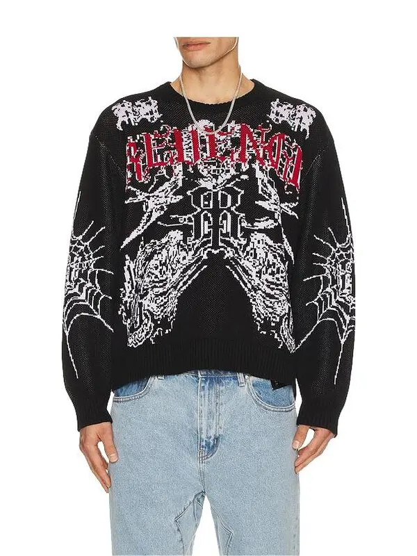 REVENGE Prison Tattoo Knit Sweater - Black