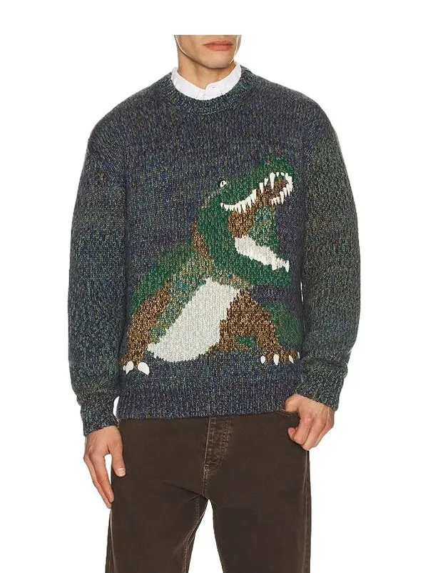Lacoste Classic Fit Intarsia Knit Sweater - Bleu France Mouline
