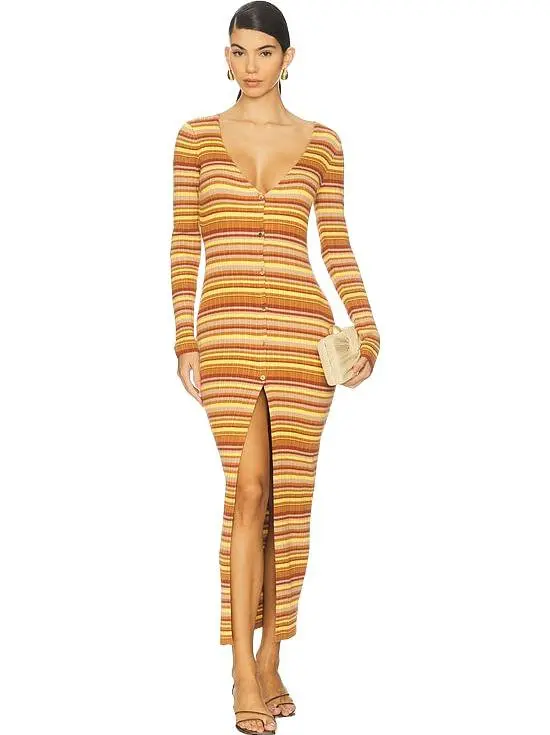BANANHOT Mike Cover Up Dress - Toffee Rib Stripes