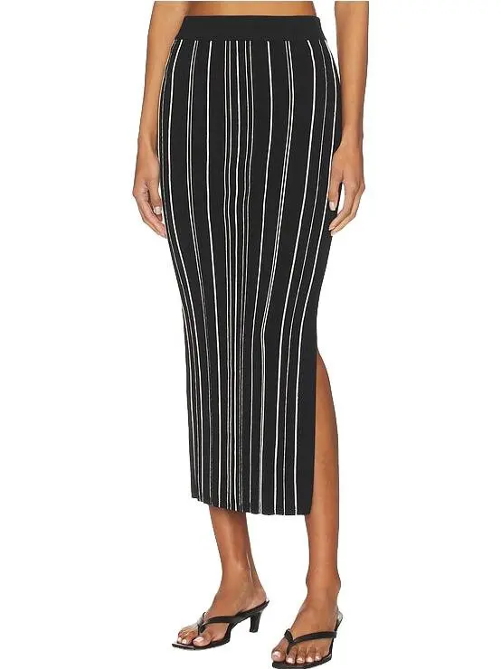 HEVRON Peony Skirt - Black Ivory Stripe
