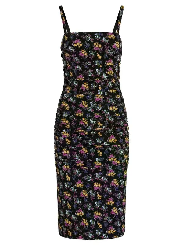 Dolce & Gabbana Floral-pattern Ruched Midi Dress - Black