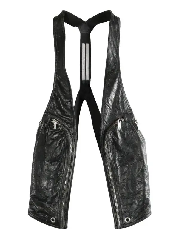 Rick Owens Zip-up Leather Vest - Black