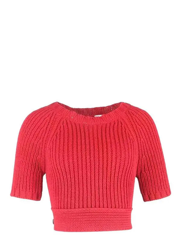 Red Valentino Open-back Knit Crop Top - Red