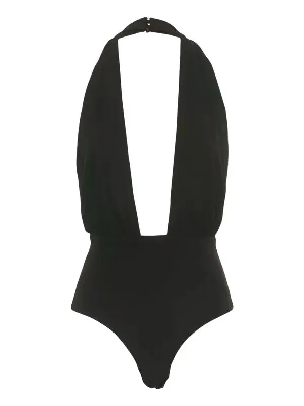 Michael Kors Deep V-neck Open-back Bodysuit - Black