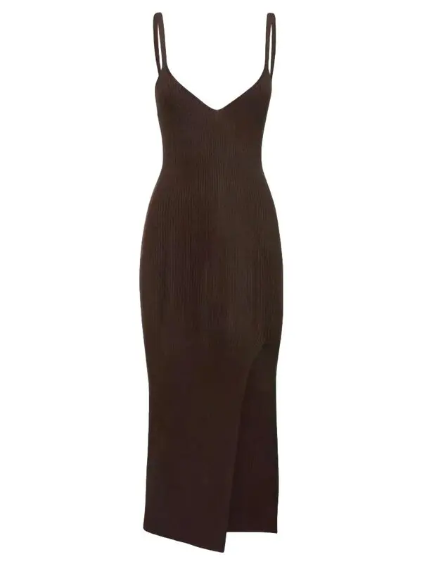 Michael Kors Thin-straps V-neck Midi Dress - Brown