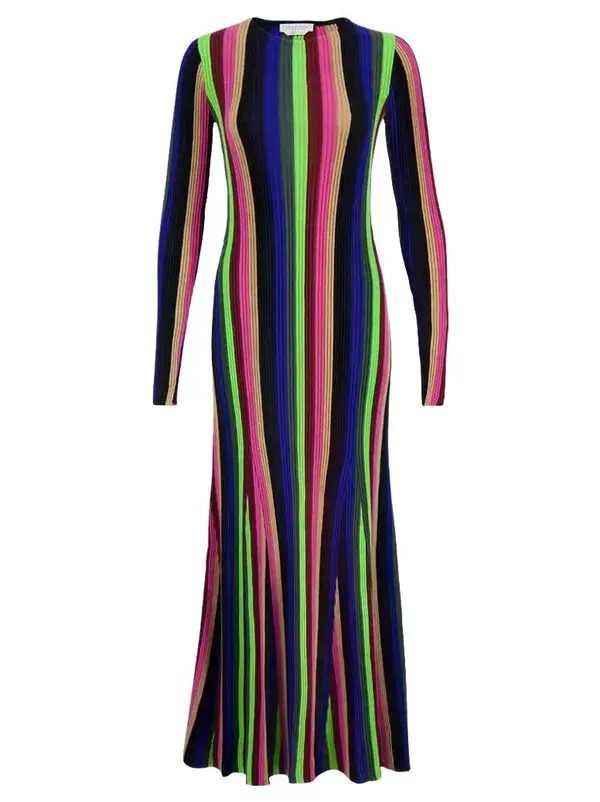 Gabriela Hearst Striped Long-sleeve Dress - Black