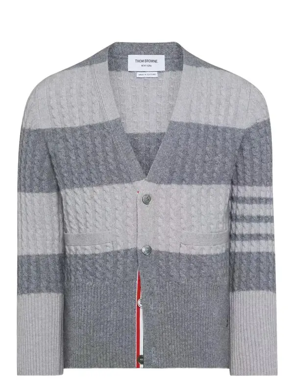 Thom Browne Striped Cardigan - Grey