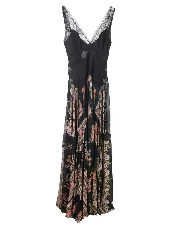 Etro Lace Floral Maxi Dress - Black
