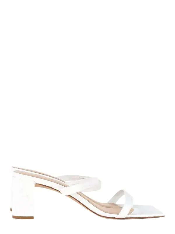 By Far Crocodile-effect Heeled Sandals - White