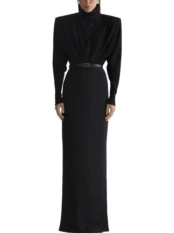 MUGLER Long Sleeve Maxi Dress - Black