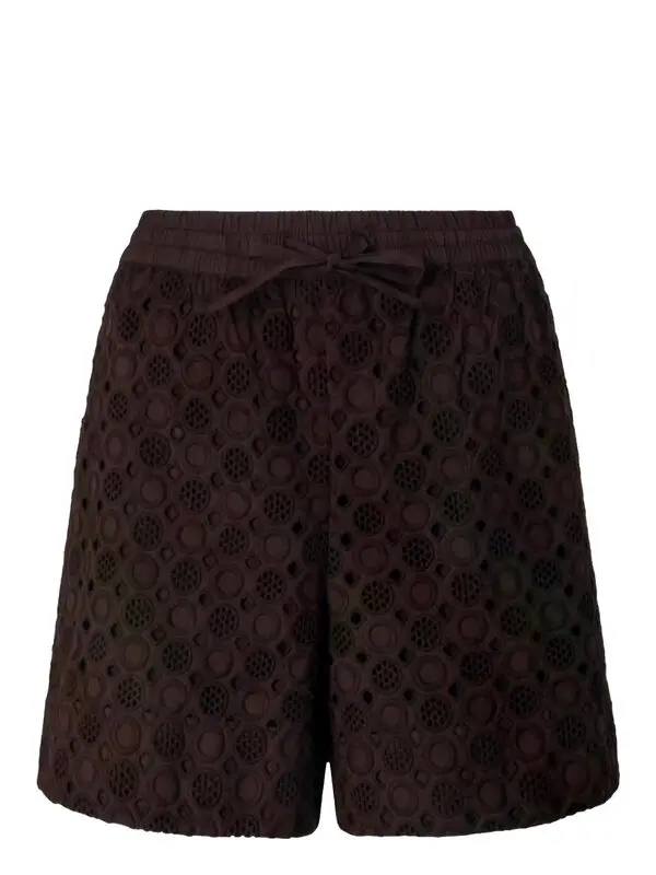 Pinko Embroidered Cotton Shorts - Brown