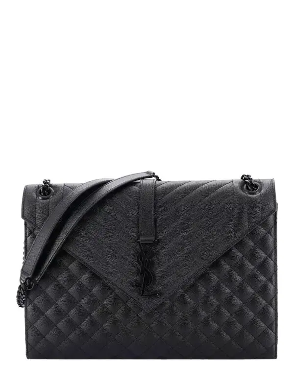 Saint Laurent Classic Monogram Envelope Large Shoulder Bag - Black
