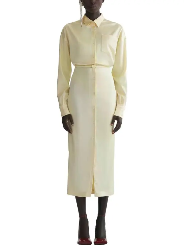 MUGLER Buttoned Long-sleeved Dress - Yellow