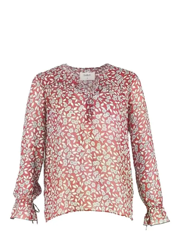 Ba&sh Beatrix Floral-print Tie-cuff Blouse - Red
