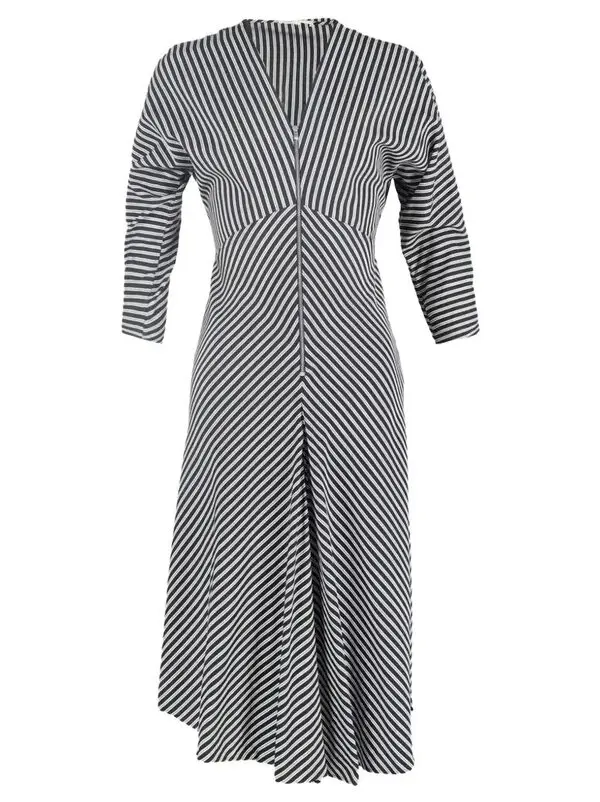 Maje Striped Twill Midi Dress - Black