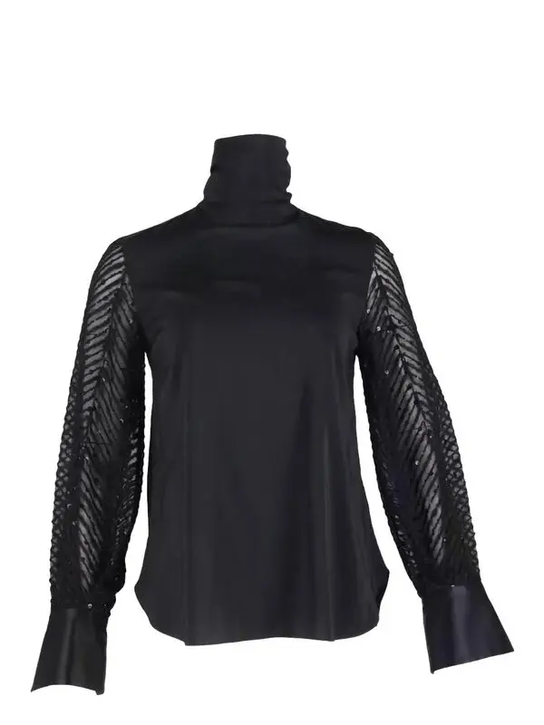Brunello Cucinelli Embellished Turtleneck Blouse - Black