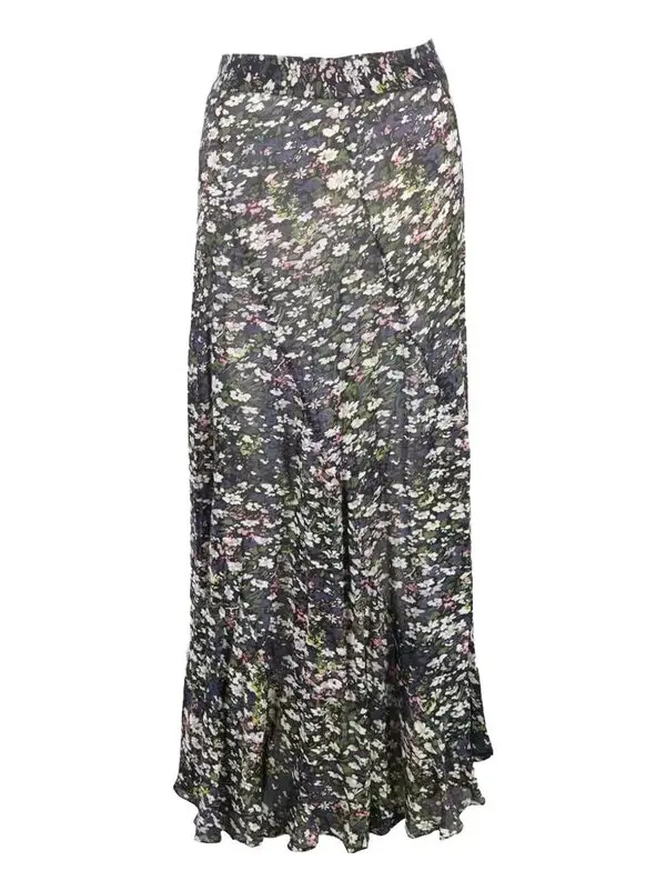 GANNI Floral-print Maxi Skirt - Black