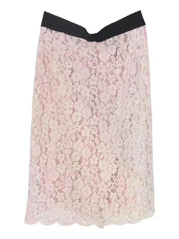 Dolce & Gabbana Lace Midi Straight Skirt - Pink