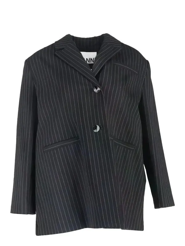 GANNI Pinstriped Blazer - Black