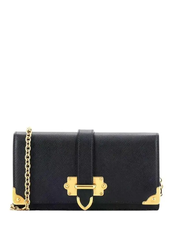 Prada Cahier Saffiano Leather Mini Crossbody Bag - Black