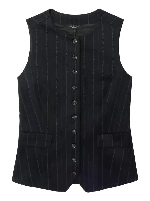 Rag & Bone Pinstripe Sleeveless Gilet - Blue