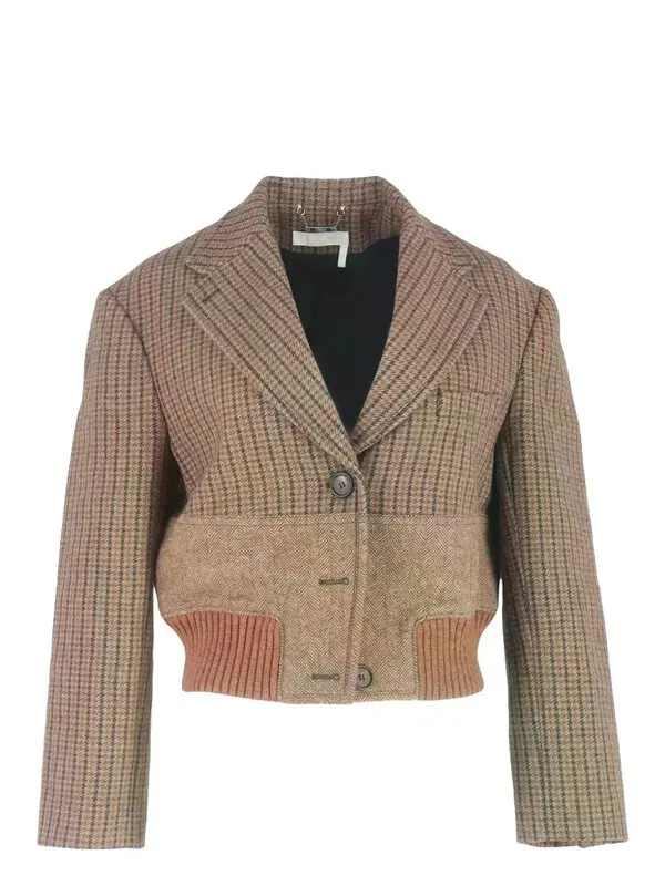 Chloé Paneled Tweed Jacket - Brown