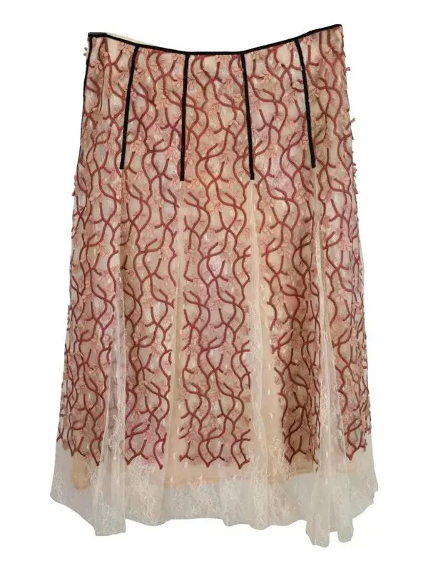 Giambattista Valli Floral-embroidered Midi Skirt - Neutrals