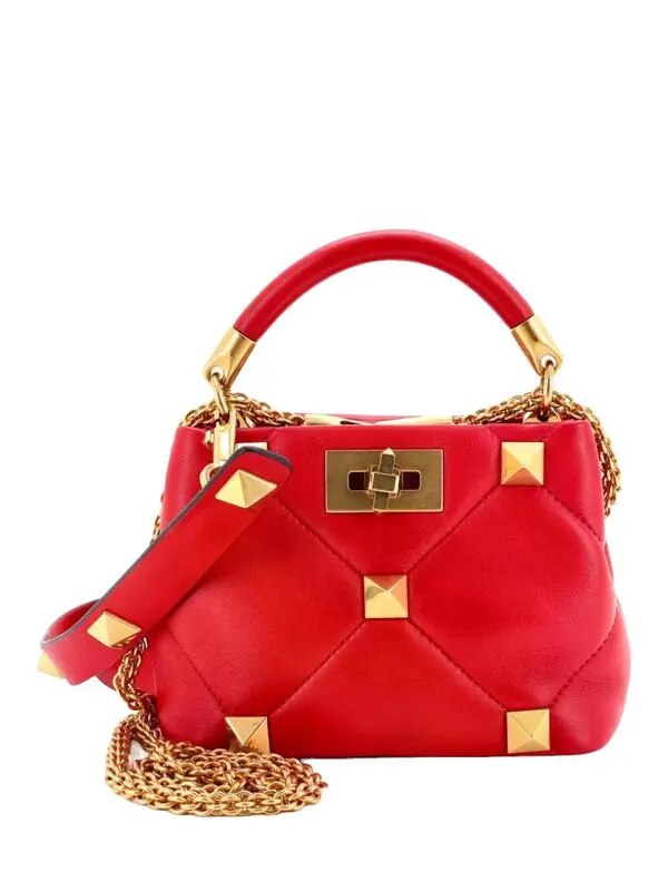 Valentino Garavani Roman Stud Quilted Leather Mini Shoulder Bag - Red