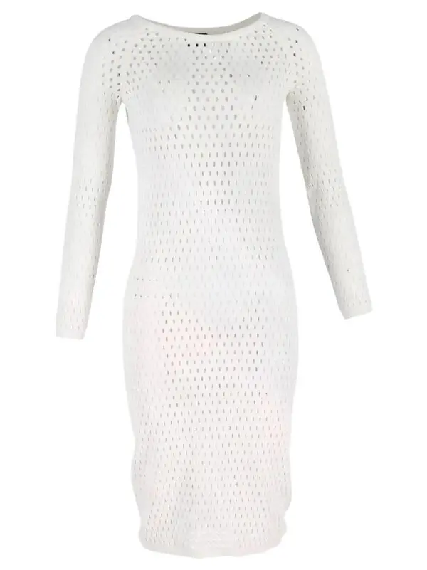 TOM FORD Perforated Fitted Midi Dress - White