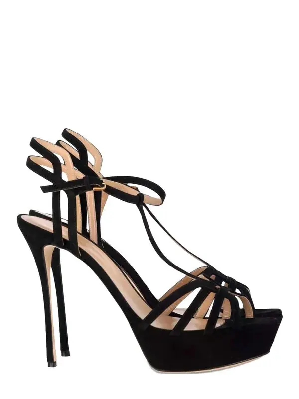 SERGIO ROSSI Suede Platform Sandals - Black