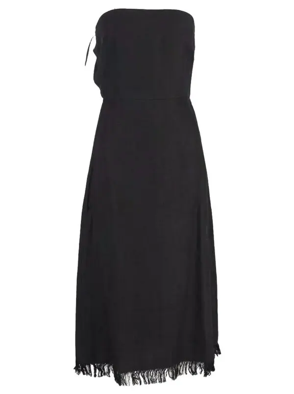 Theory Fringed Strapless Midi Dress - Black