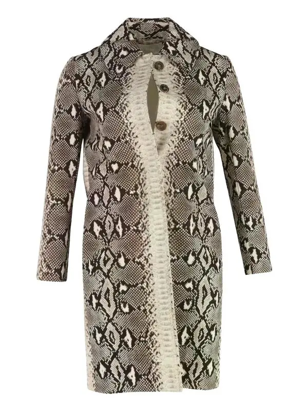 Chloé Python-print Button-fastening Coat - Brown