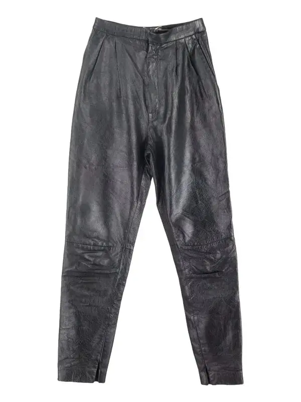 Saint Laurent Leather Tapered Trousers - Black