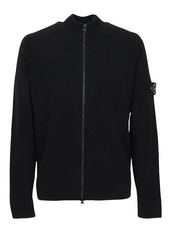 Stone Island Zip-up Cardigan - Black