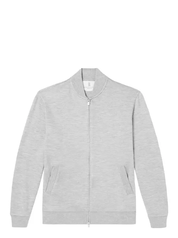 Brunello Cucinelli Cashmere-blend Zip-up Sweatshirt - Gray