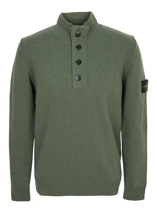 Stone Island Knit Half Zip Sweater - Khaki