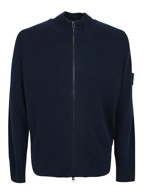 Stone Island Zip-up Cardigan - Navy Blue