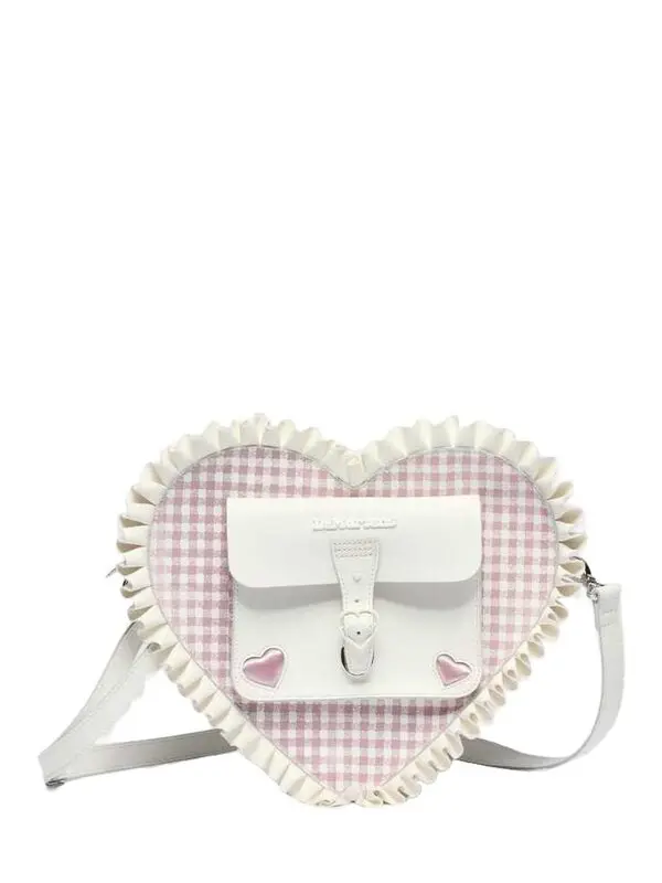 Dr. Martens Frilled Gingham Leather Heart Backpack - White