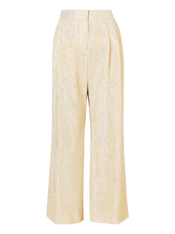 TWP Sequined Fishnet Wide-leg Pants - Ivory