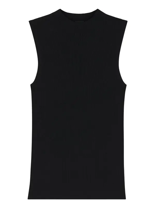 BOSS Ribbed Mock Neck Top - Black